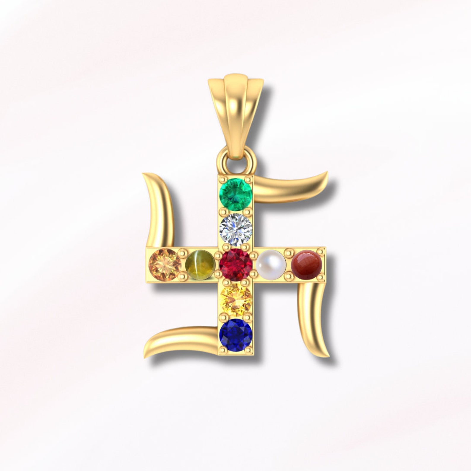 Swastik Pendant, Auspicious Jewellery, Navratan, Hindu God Pendant ...