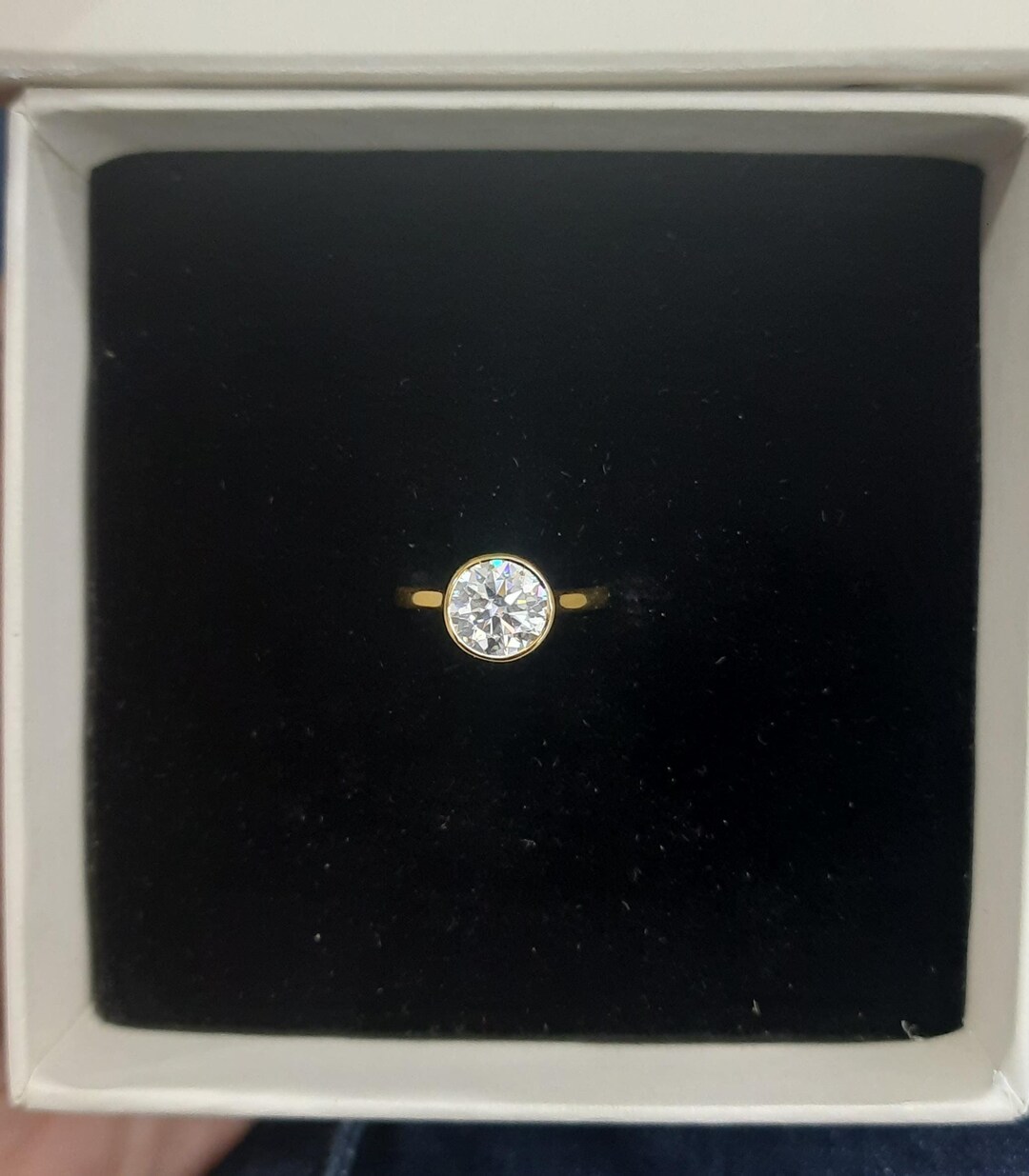 1.50CT Bezel Round Cut Solitaire Ring / Round Cut Moissanite Ring ...