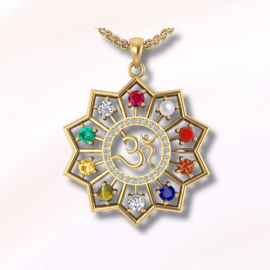 Sterling Silver Om Necklace, Hindu God Necklace, Gold Plated Spiritual ...