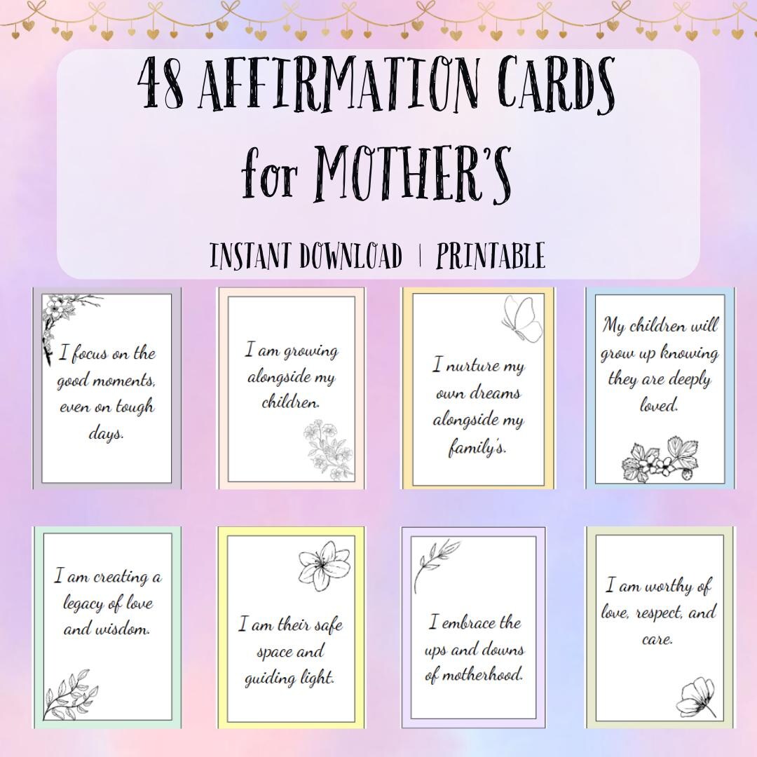 Printable Affirmation Cards for Mother's - Etsy