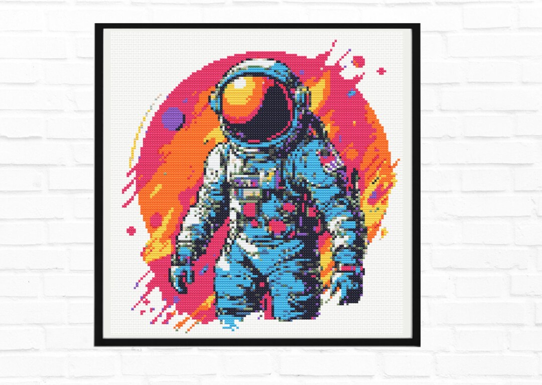 Colourful Astronaut Cross Stitch Pattern - Etsy