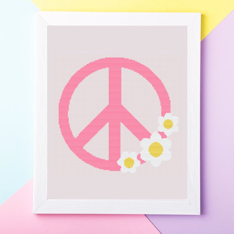 Peace Sign Cross Stitch - Etsy