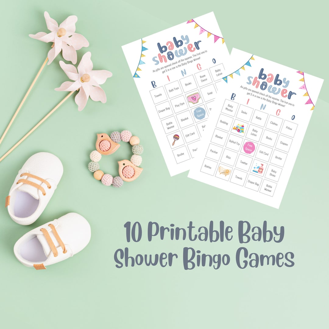 10 Printable Baby Shower Bingo Games - Etsy