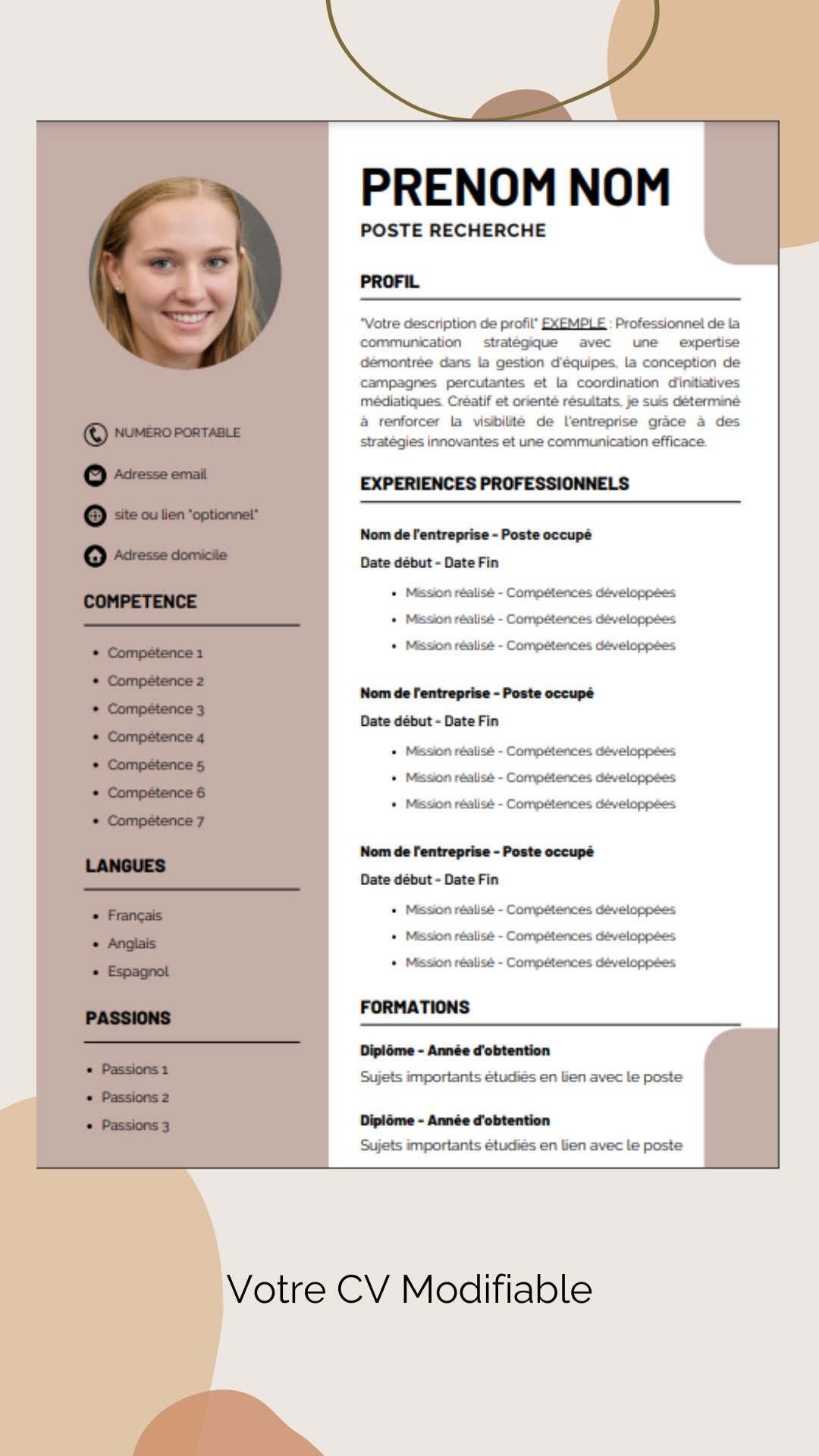 Minimalist Current French CV Template, Simple CV, Basic CV - Etsy