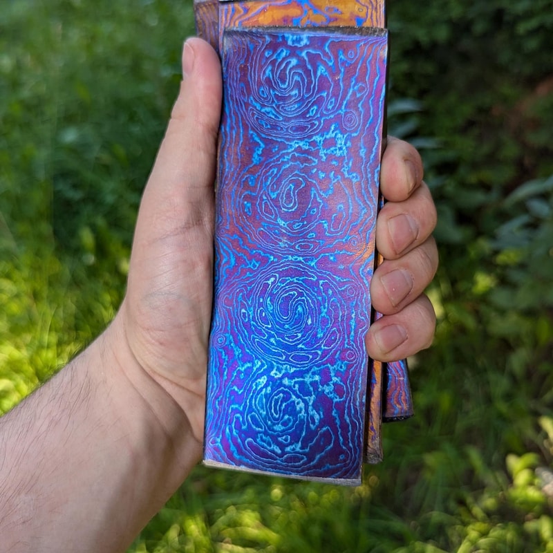 Titanium Damascus Knife - Etsy