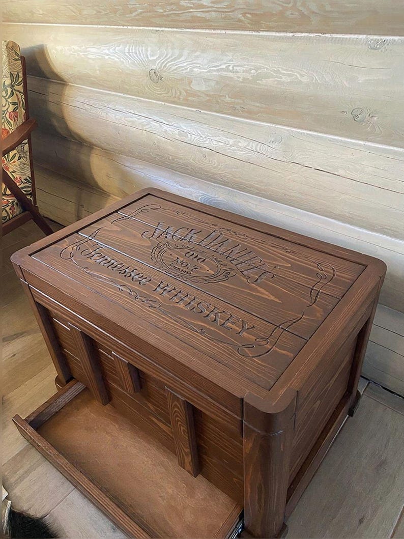 Solid Oak Trunk With Hidden Compartment – Laser Engraved Lid – 70x45x45 ...
