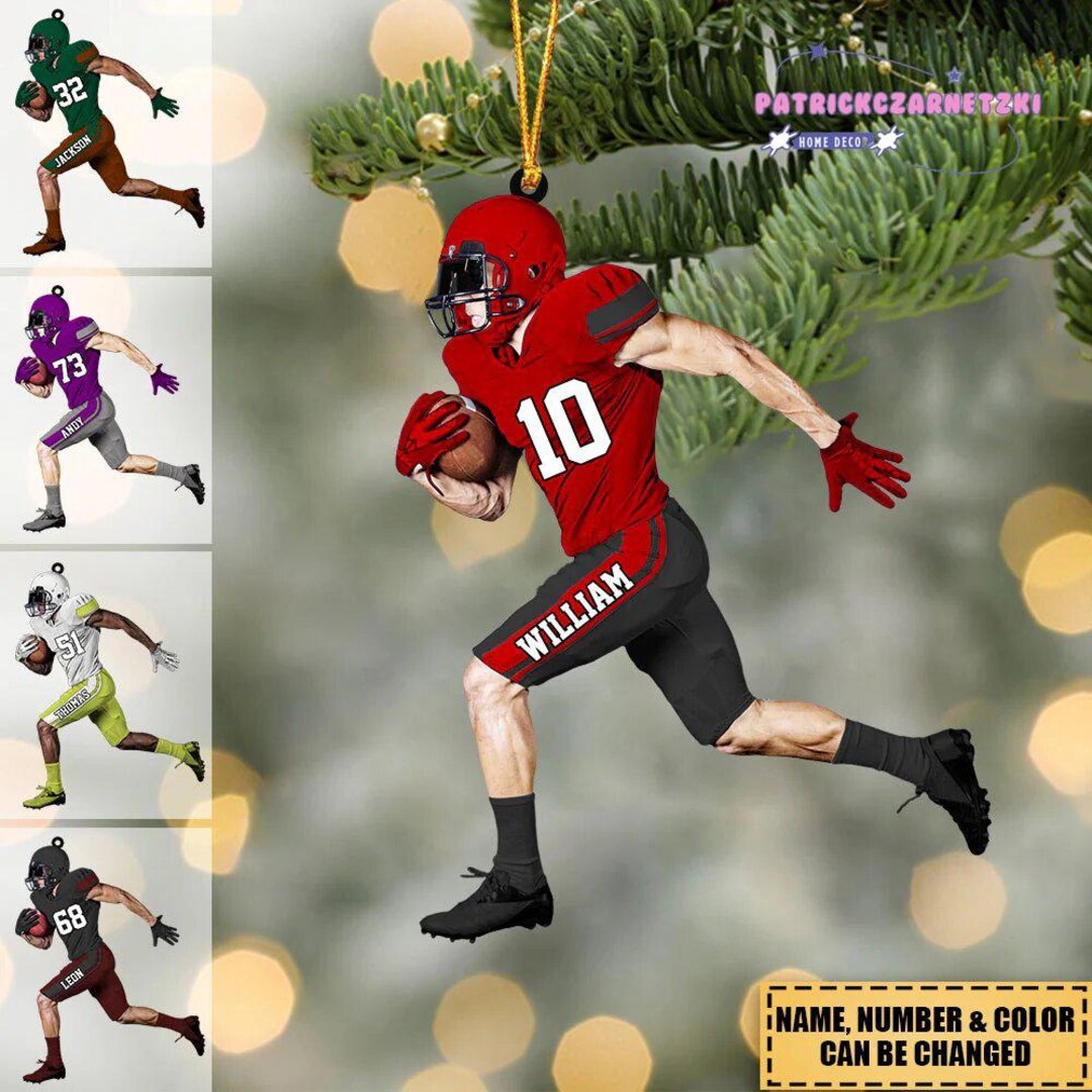 Personalized Rugby Player Car Ornament, Rugby Ball Ornament, American ...