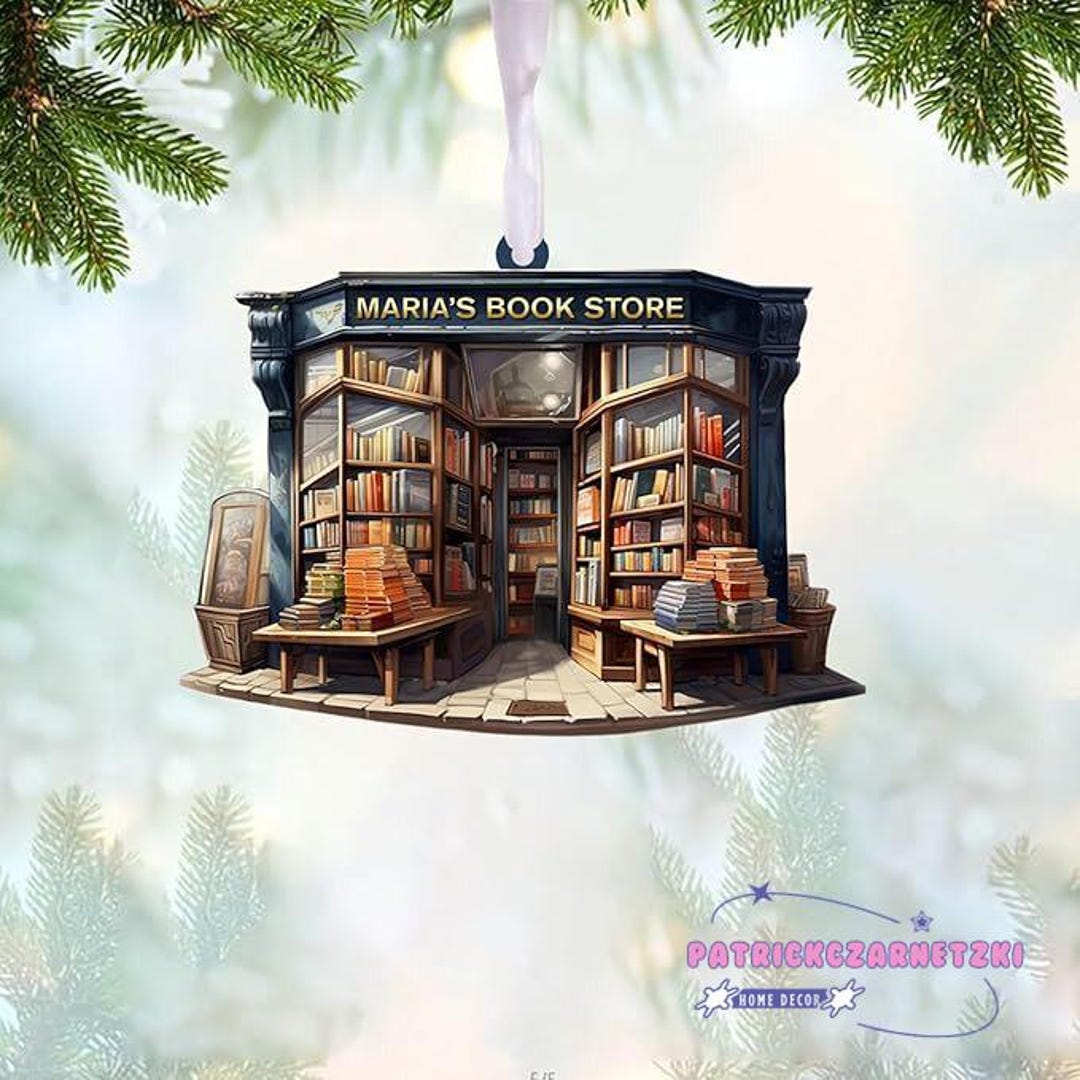 Custom Book Store Gift, Personalized Bookshop Christmas Ornament, Book ...