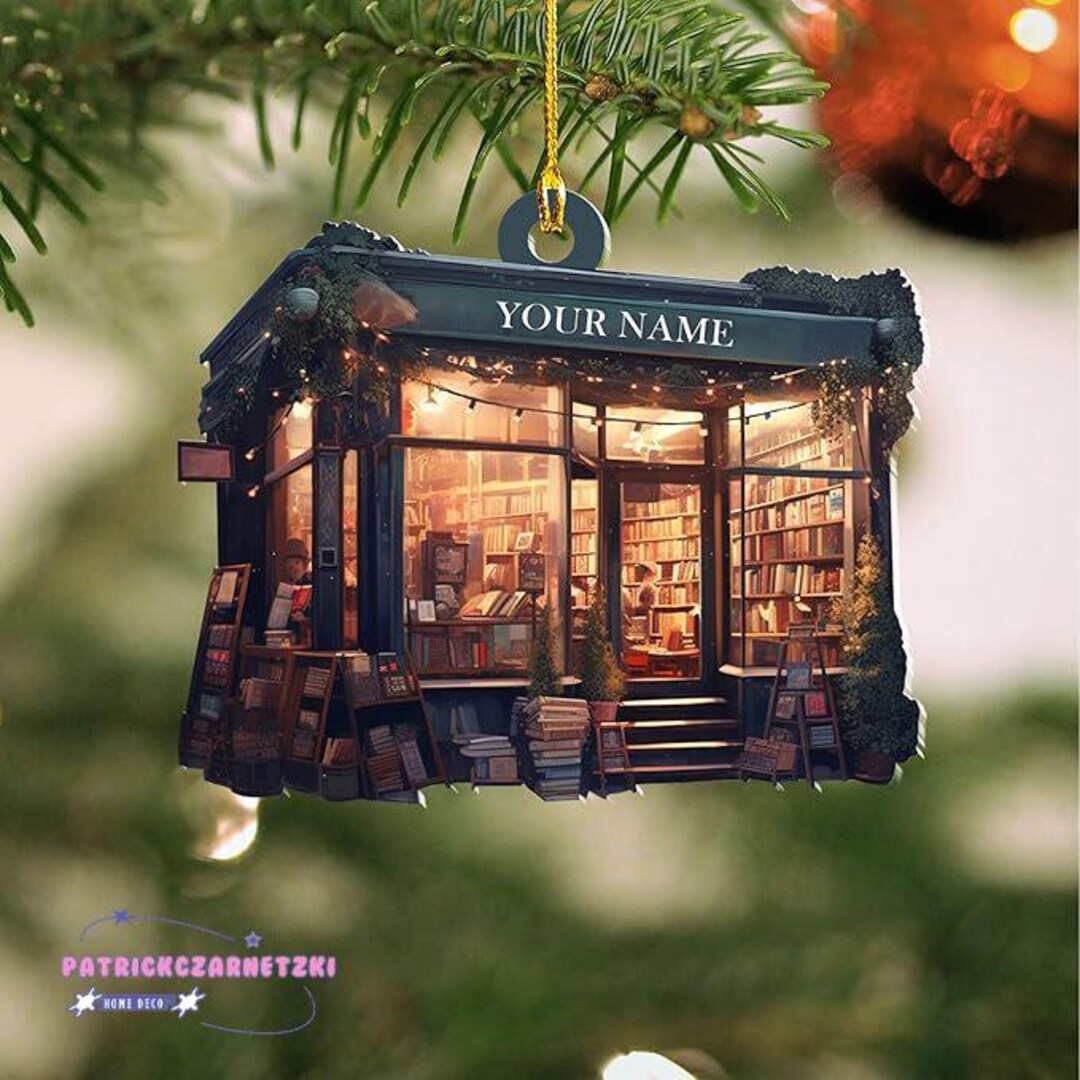 Personalized Bookshop Christmas Ornament, Book Store Gift, Book Lover ...