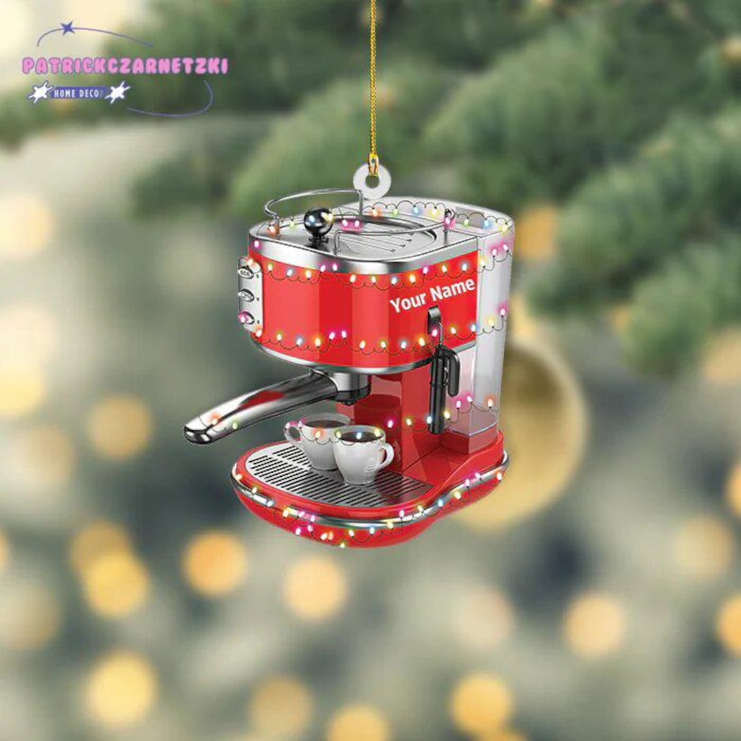 Personalized Coffee Machine Christmas Ornament, Coffee Maker Acrylic ...