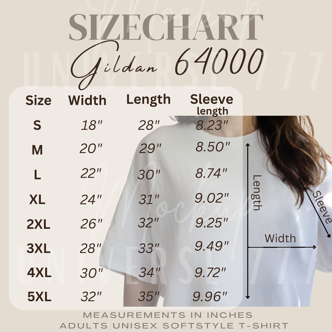 2 Gildan 64000 Size Chart Inces & Cm | Bundle Sizechart 2 Files T-shirt ...
