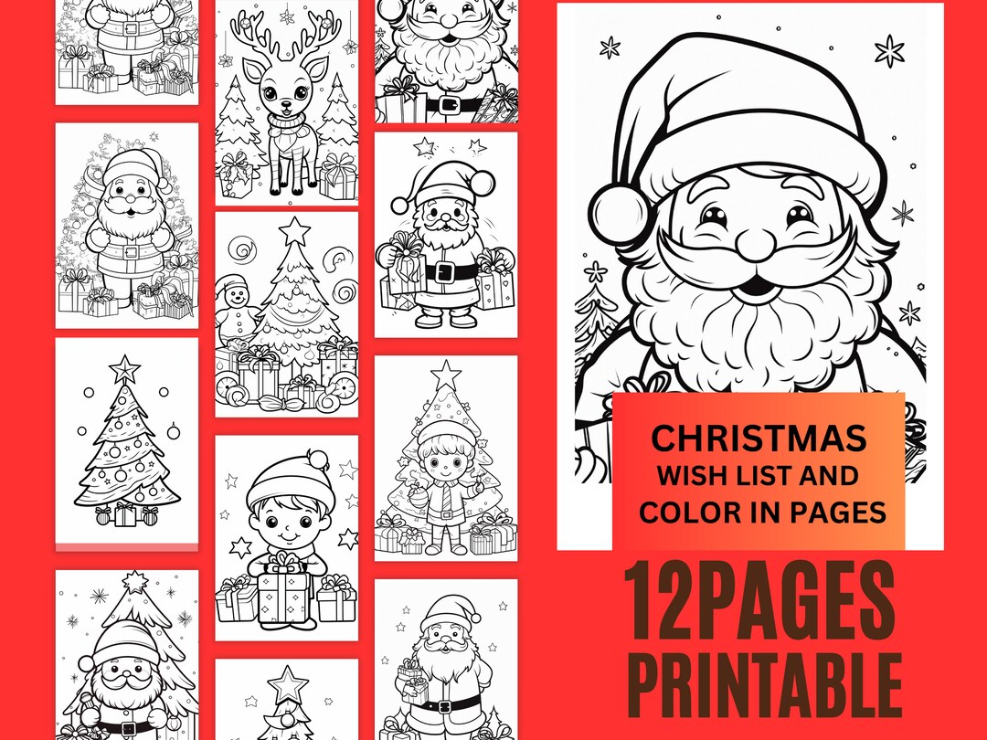 Printable Christmas Wish List, With Colouring Pages, Santa Letter ...
