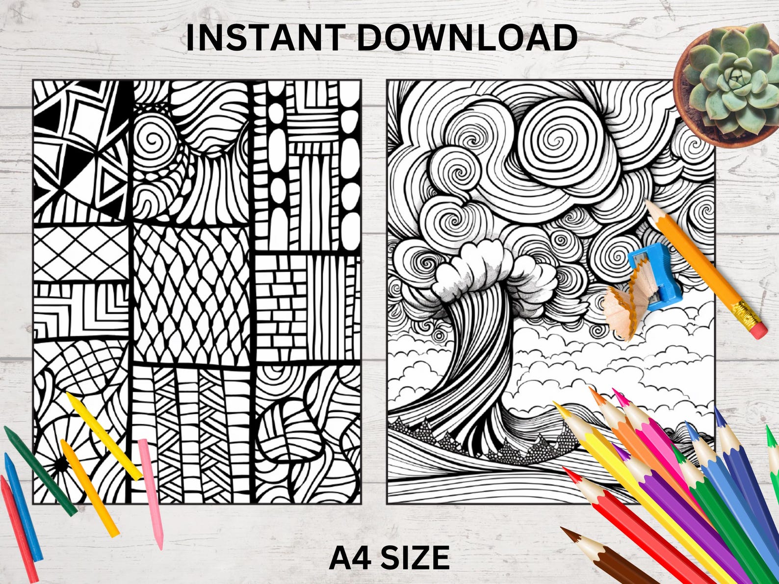 Zentangle Coloring Printable Pages for Relaxation & Mindfulness ...
