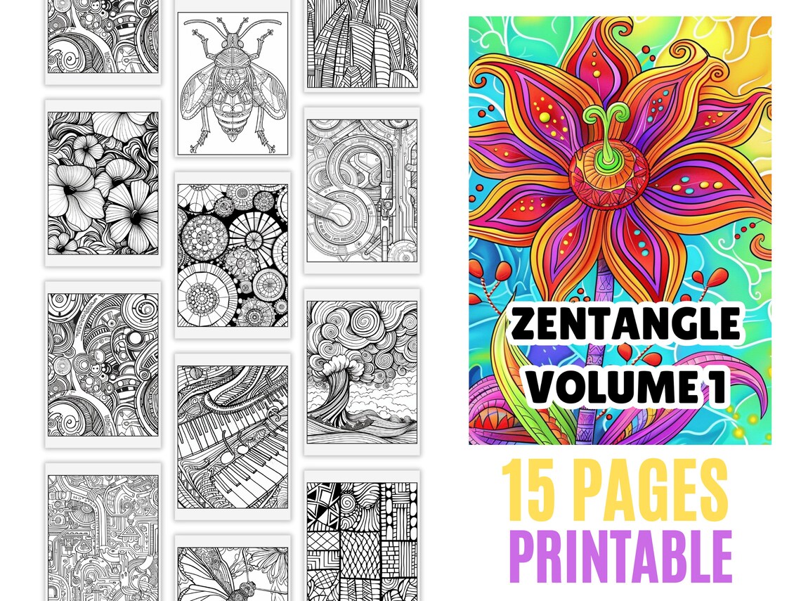 Zentangle Coloring Printable Pages for Relaxation & Mindfulness ...
