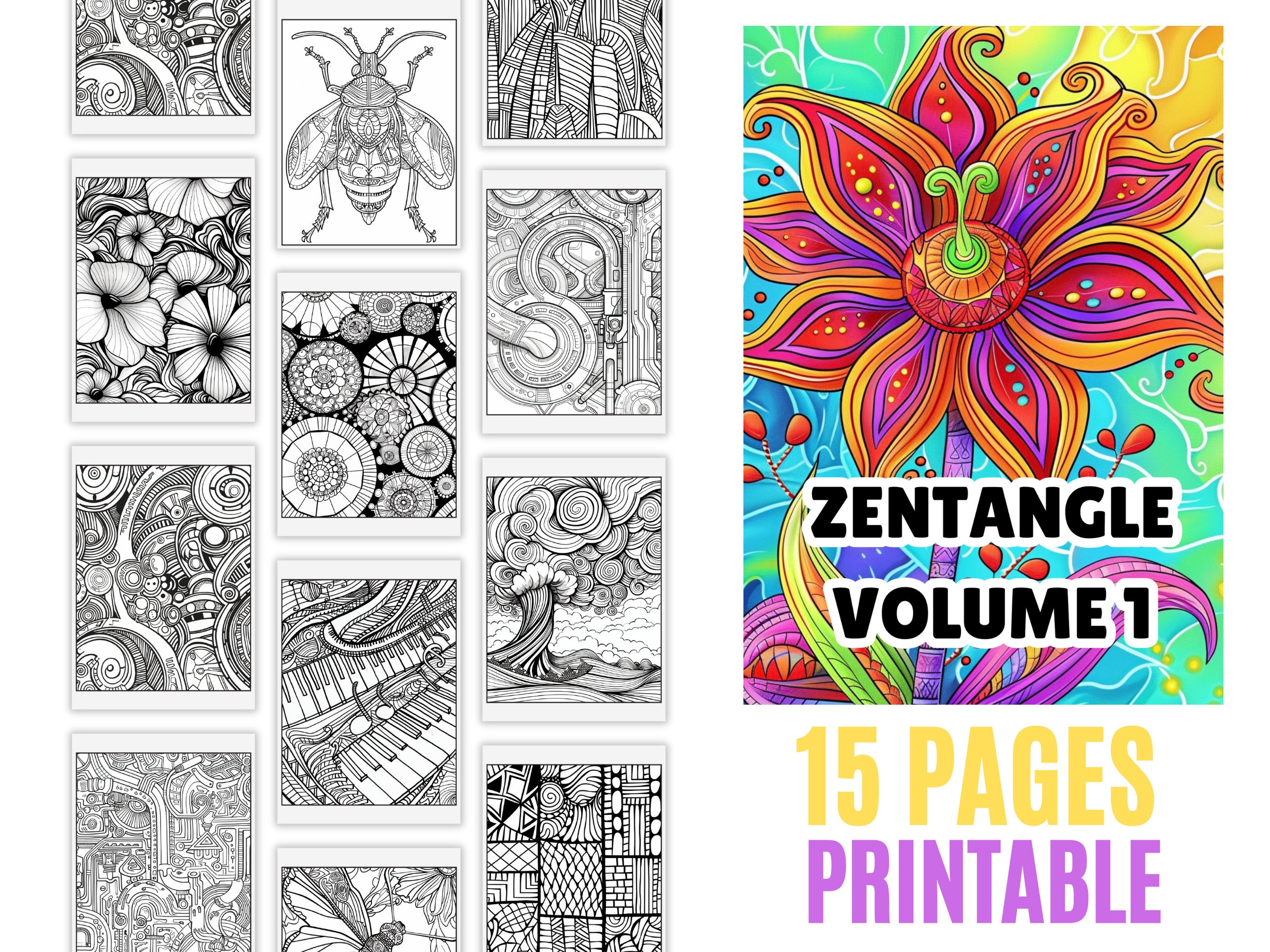 Zentangle Coloring Printable Pages for Relaxation & Mindfulness ...