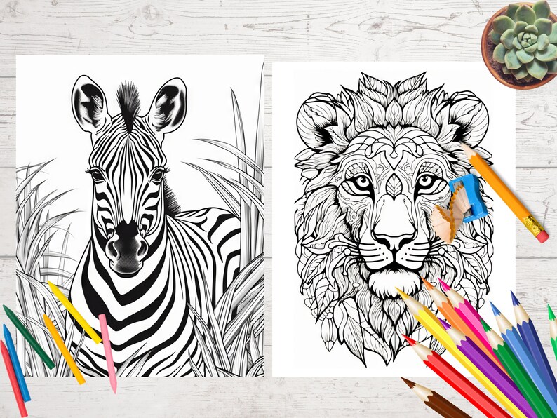 24 Pages Wild Animal Coloring Book | Instant Download | Coloring Pages ...