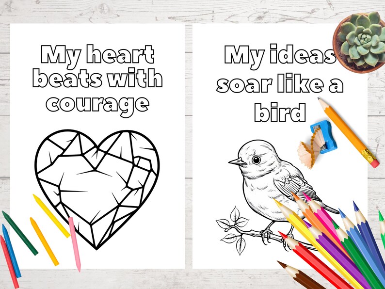 Positive Affirmation Cards to Color in for Kids | 25 Pages | Printable ...