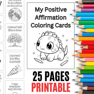 Positive Affirmation Cards to Color in for Kids | 25 Pages | Printable ...