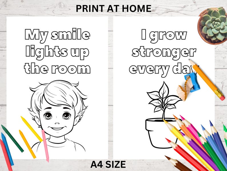 Positive Affirmation Cards to Color in for Kids | 25 Pages | Printable ...