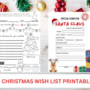 Printable Christmas Wish List, With Colouring Pages, Santa Letter ...