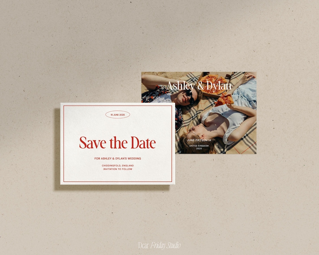 Retro Save the Date Wedding Template, Colorful Bright Modern Vintage ...