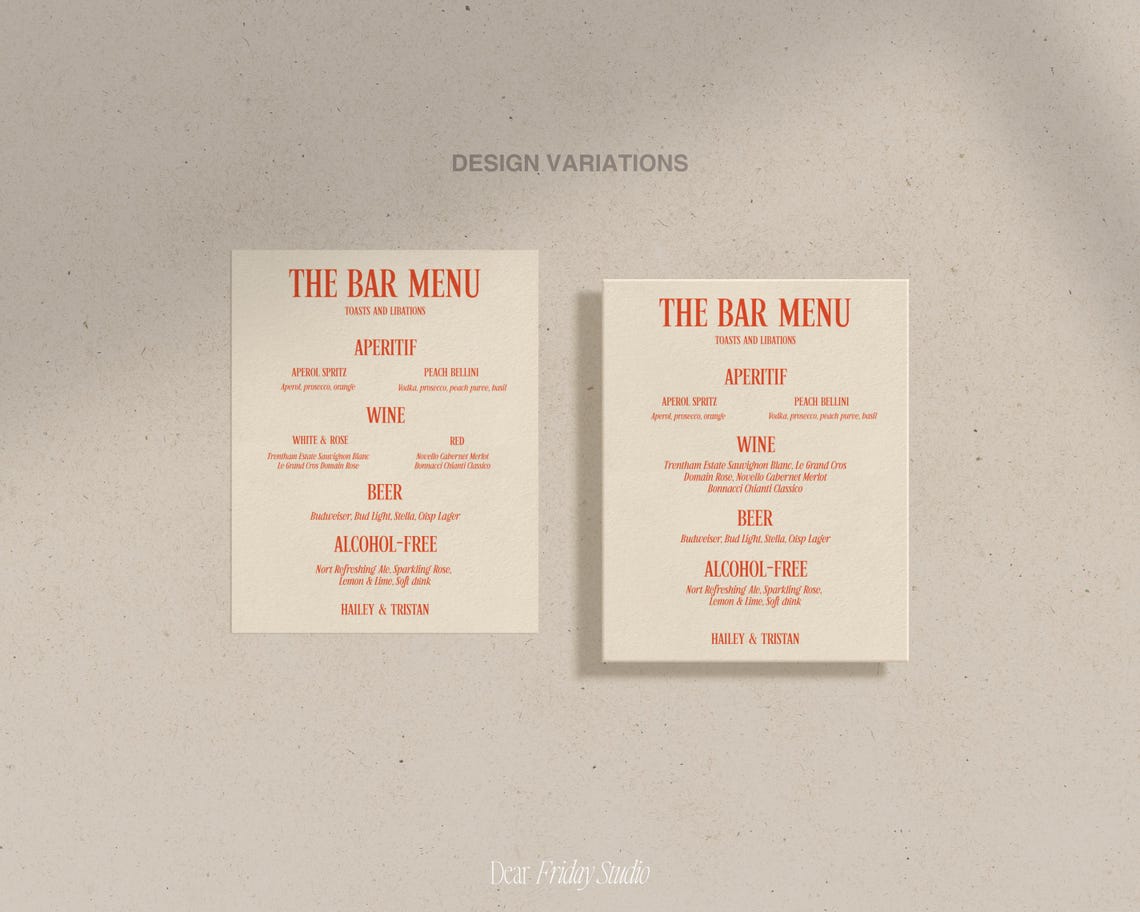 Retro Wedding Bar Menu Sign Template, Bold Colorful Fun Bright Vintage ...