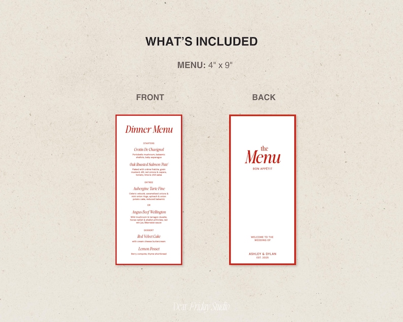 Retro Wedding Menu Template, Vintage Modern Colorful Bright Stationery ...