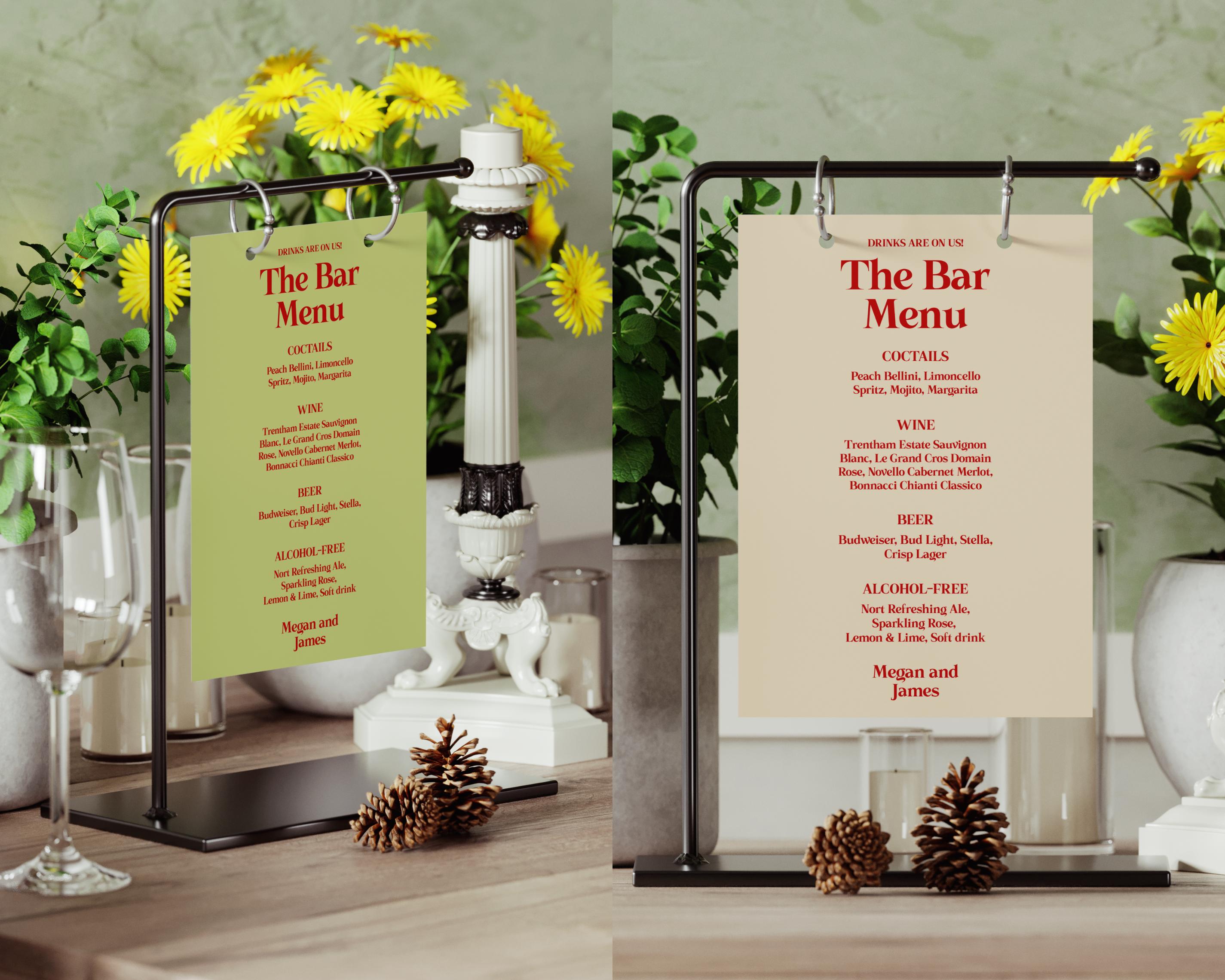 Retro Wedding Bar Menu Sign Template, Bright Colorful Bold Modern ...