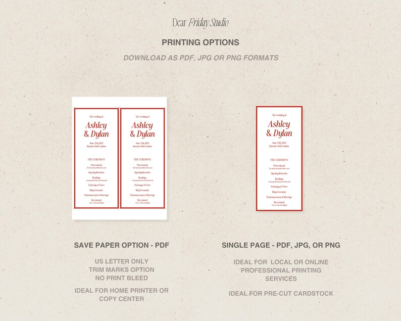 Retro Wedding Program Template, Modern Colorful Bright Stationery ...