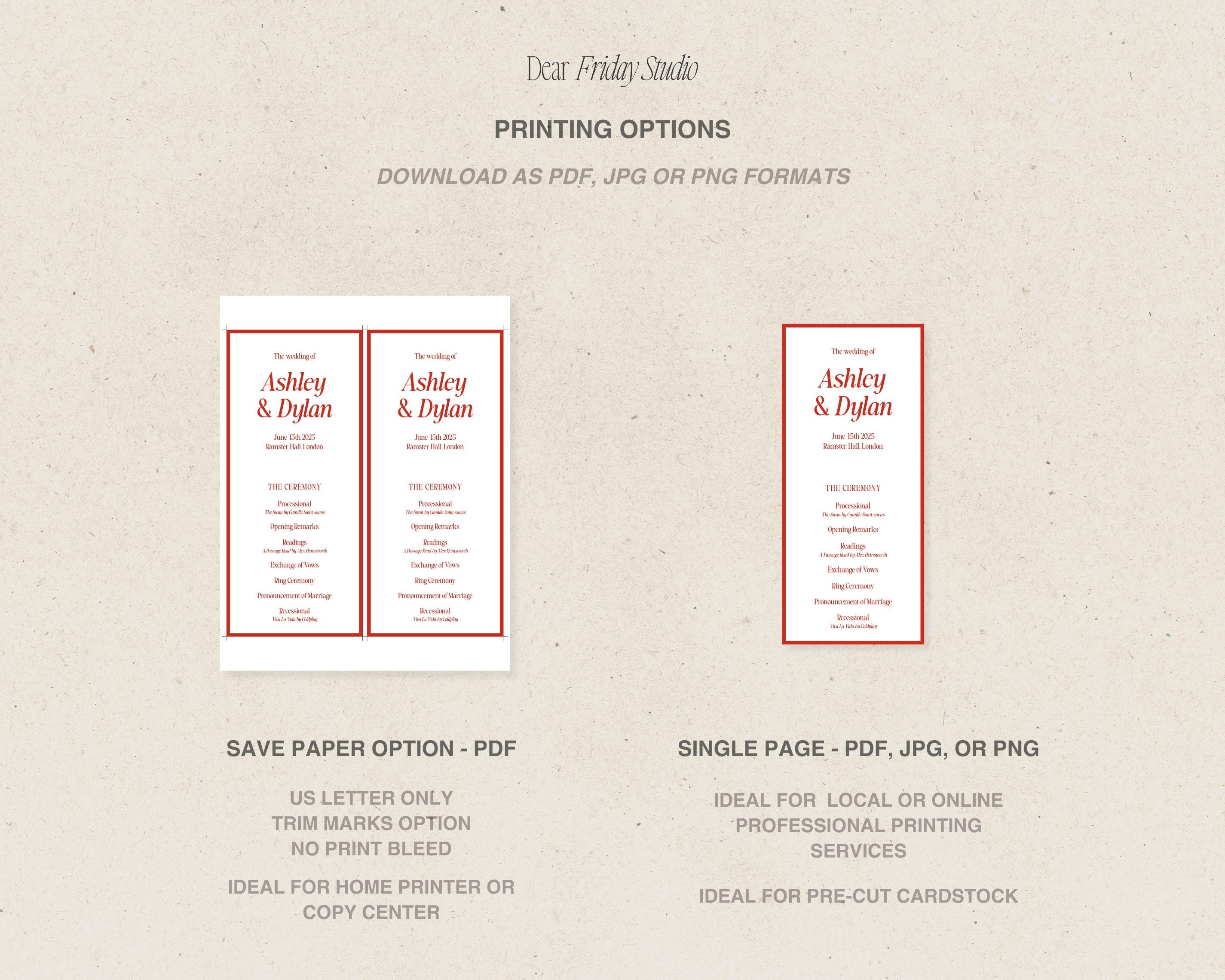 Retro Wedding Program Template, Modern Colorful Bright Stationery ...