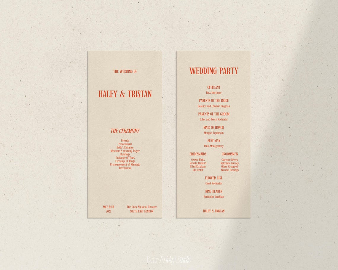 Retro Wedding Program Template, Bold Colorful Fun Bright Vintage ...