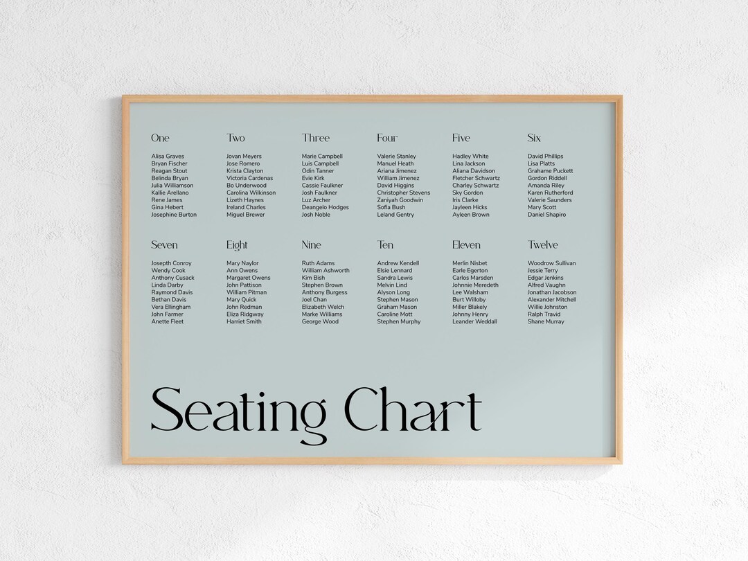 Modern Wedding Seating Chart Template, Minimalist Bright Colorful Bold ...