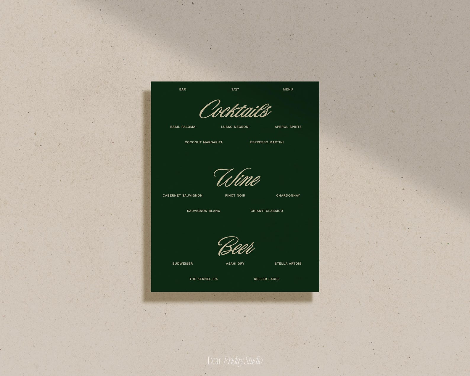 Retro Bar Menu Sign Wedding Template, Vintage Script Modern on the Day ...