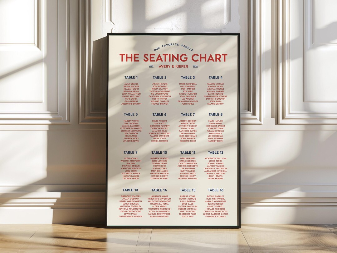 Retro Wedding Seating Chart Template Bold Colorful Wedding Sign, Fun ...