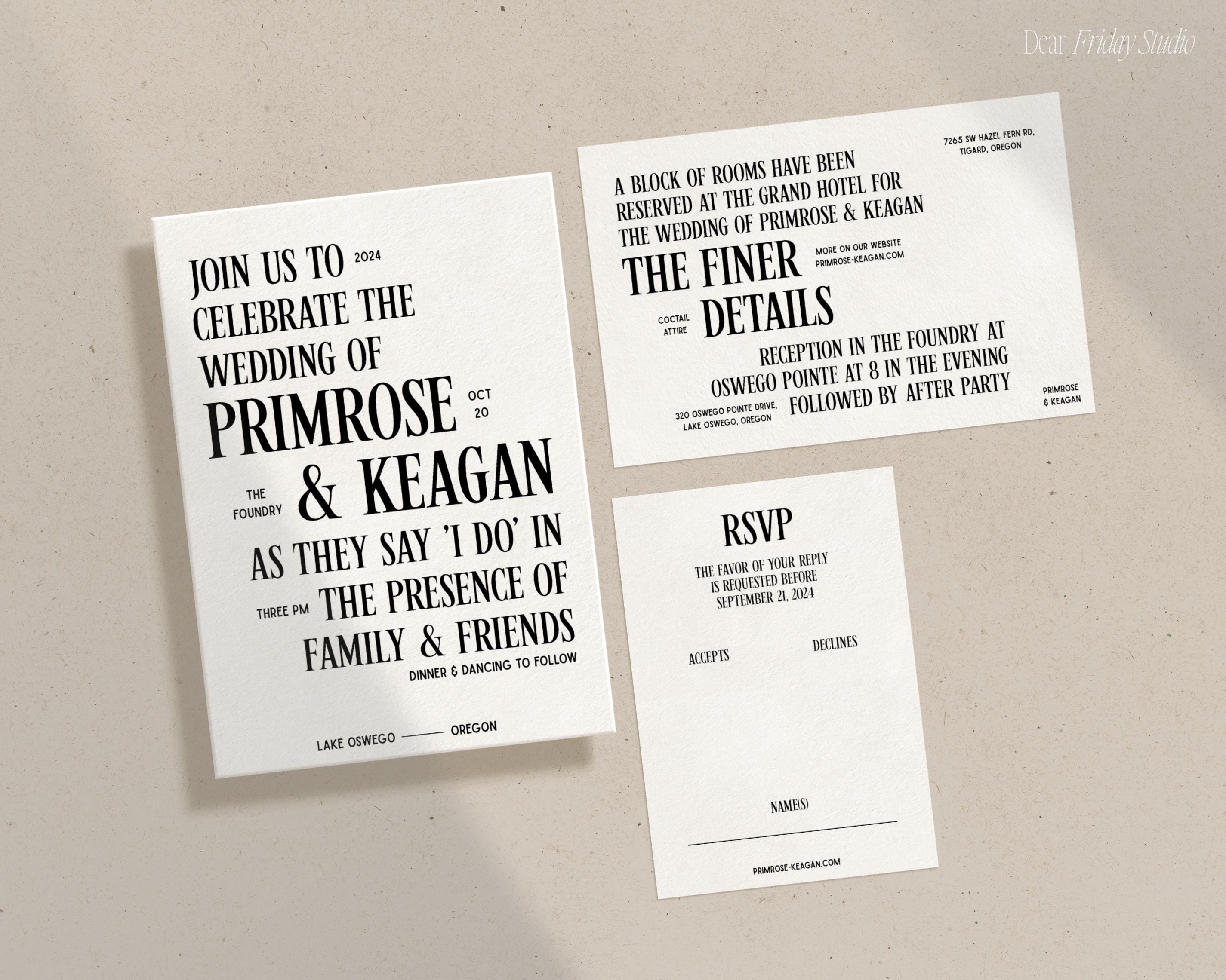 Modern Wedding Invitation Template, Classic Bold Editorial Stationery ...