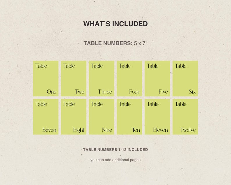 Modern Wedding Table Numbers Template, Minimalist Bright Colorful Bold ...