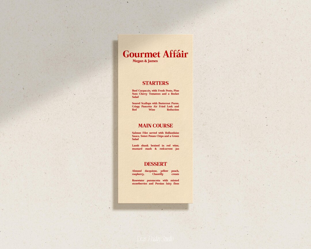 Retro Wedding Menu Template, Bright Colorful Bold Modern Vintage ...