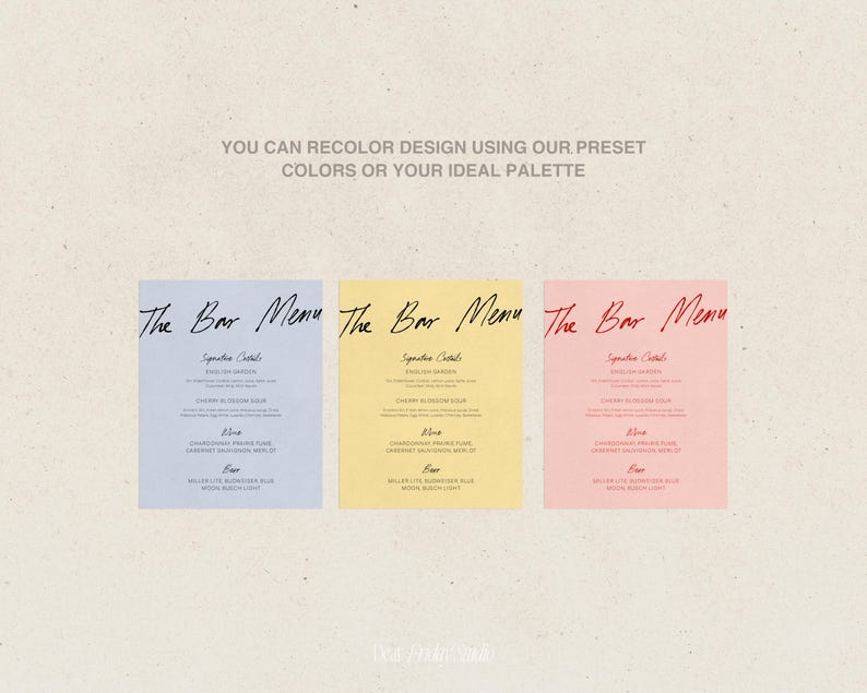 Handwritten Bar Menu Sign Wedding Template, Retro Bright Colorful ...
