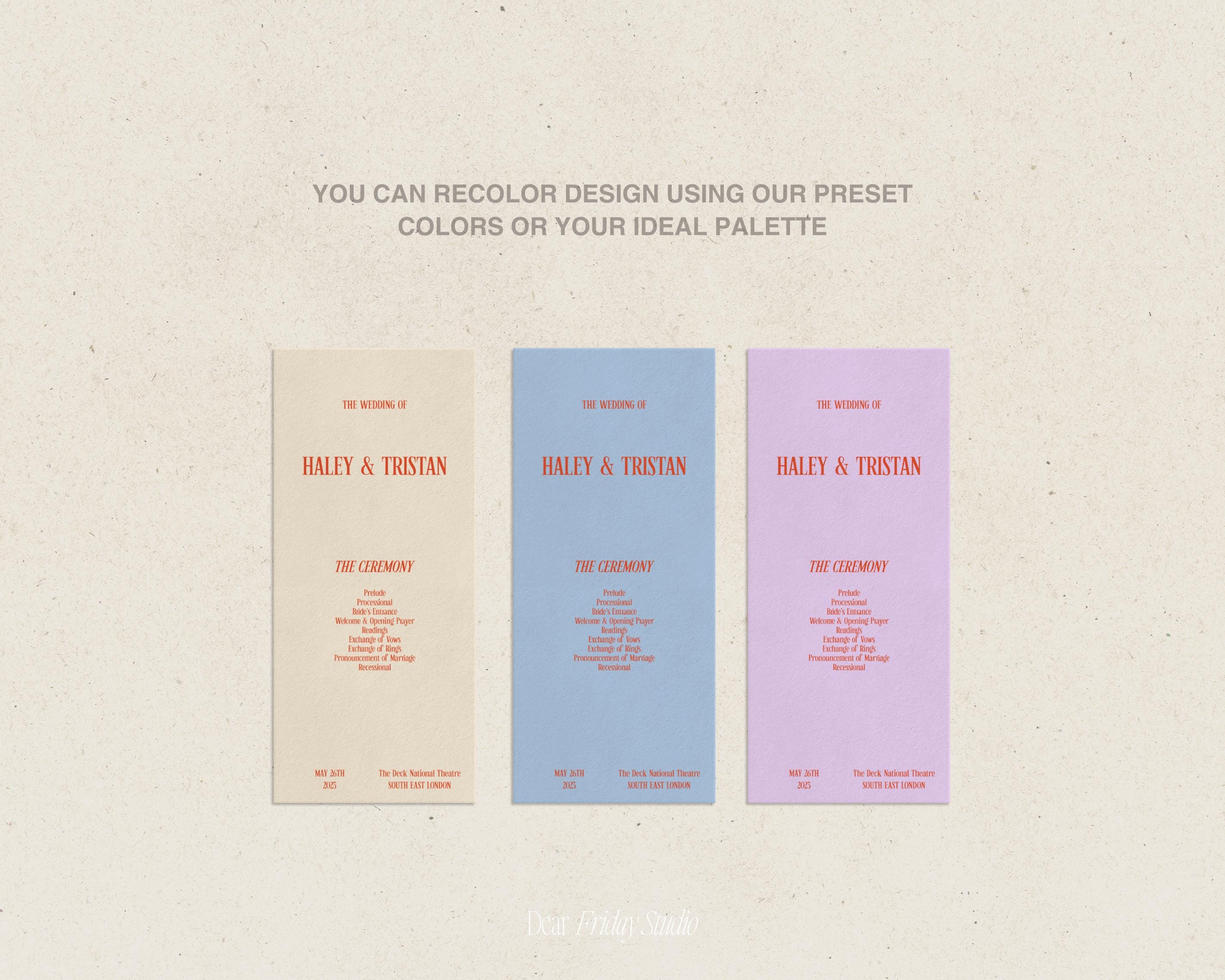 Retro Wedding Program Template, Bold Colorful Fun Bright Vintage ...