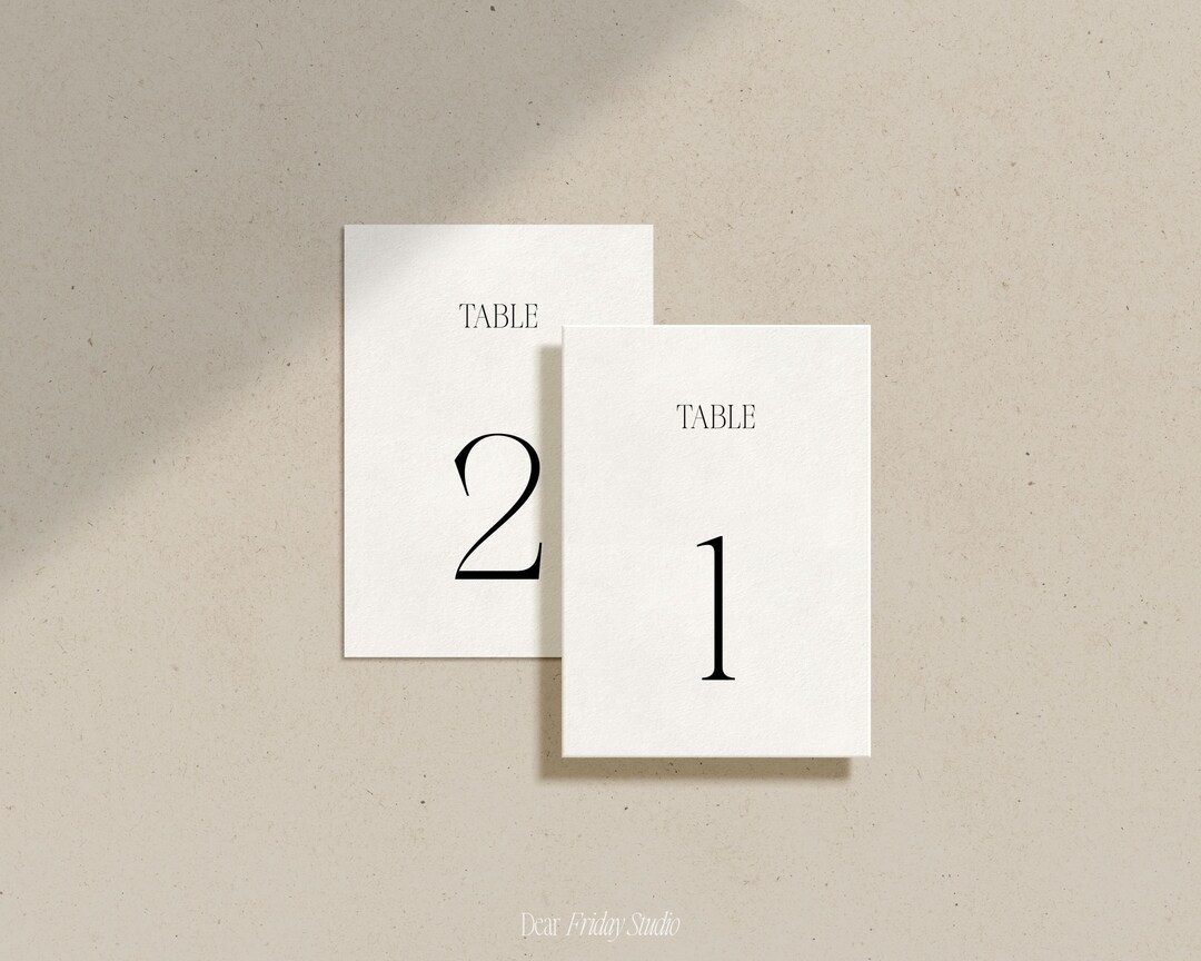 Modern Wedding Table Number Template, Minimalist Simple Classic ...