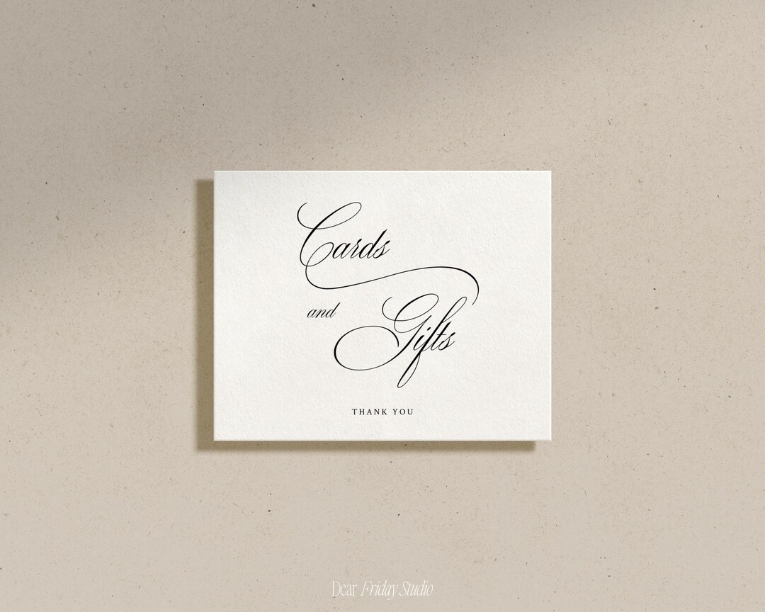 Classic Wedding Cards and Gifts Sign Template, Modern Vintage Script ...