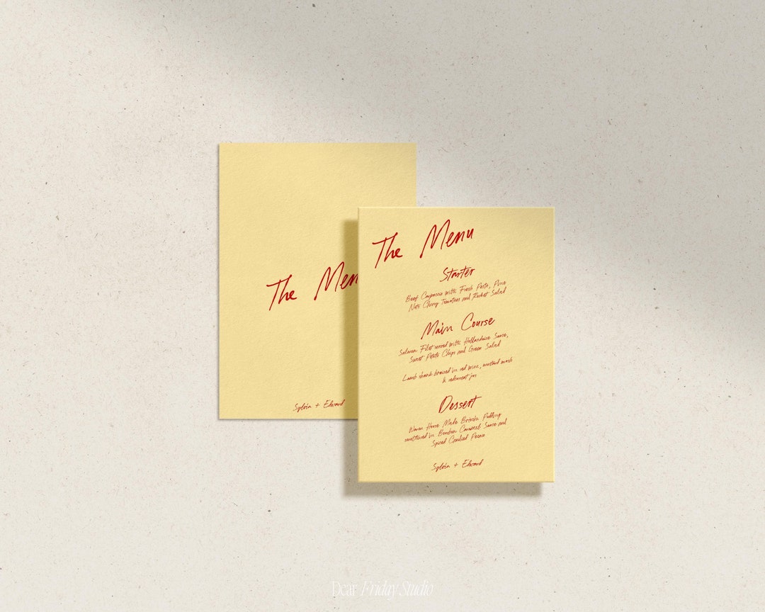 Modern Wedding Menu Template, Retro Bright Colorful Whimsical Vintage ...
