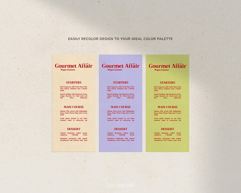 Retro Wedding Menu Template, Bright Colorful Bold Modern Vintage ...