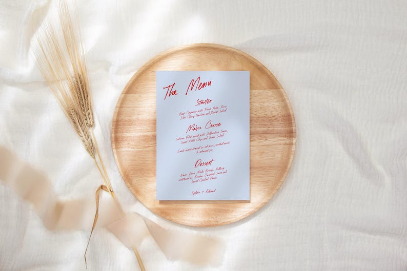 Modern Wedding Menu Template, Retro Bright Colorful Whimsical Vintage ...