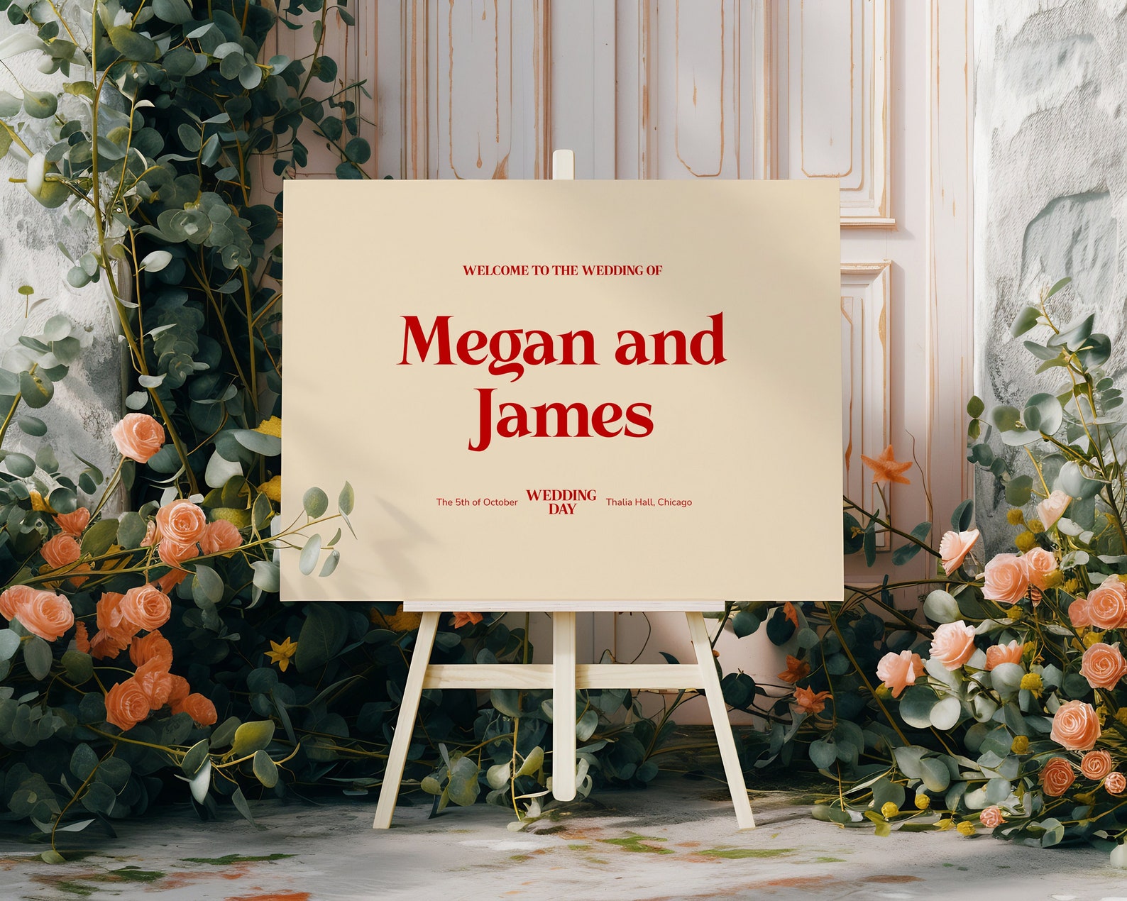 Retro Wedding Welcome Sign Template, Bright Colorful Bold Modern ...