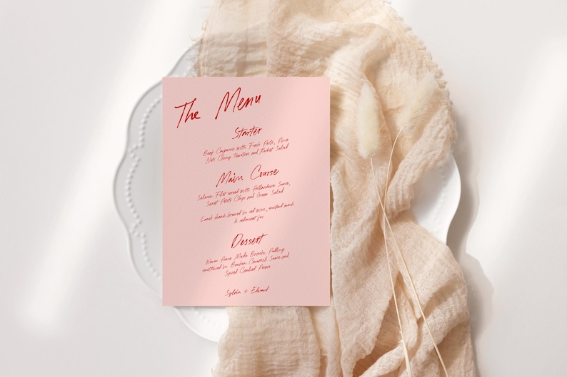 Modern Wedding Menu Template, Retro Bright Colorful Whimsical Vintage ...