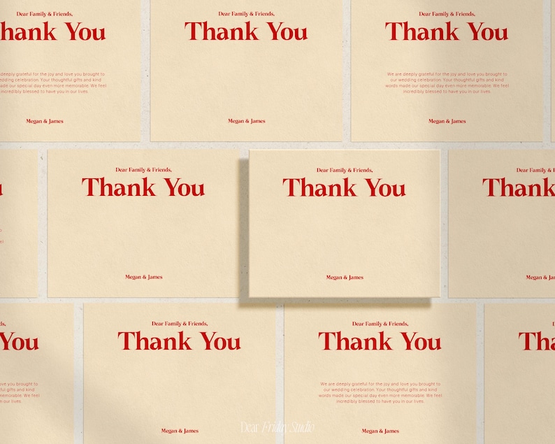 Retro Wedding Thank You Card Template, Vintage Bright Colorful Modern ...