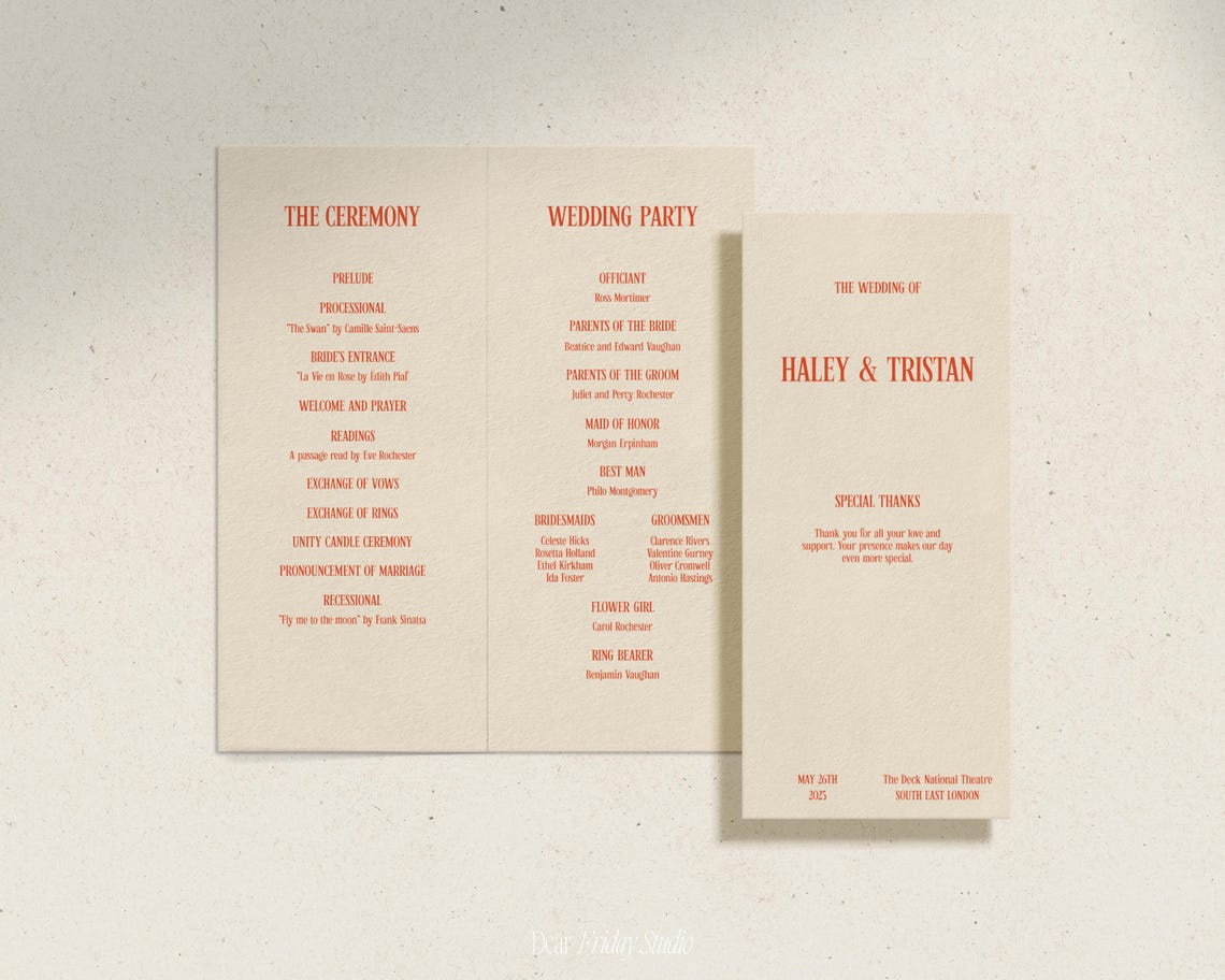 Retro Wedding Program Template, Bold Colorful Fun Bright Vintage ...