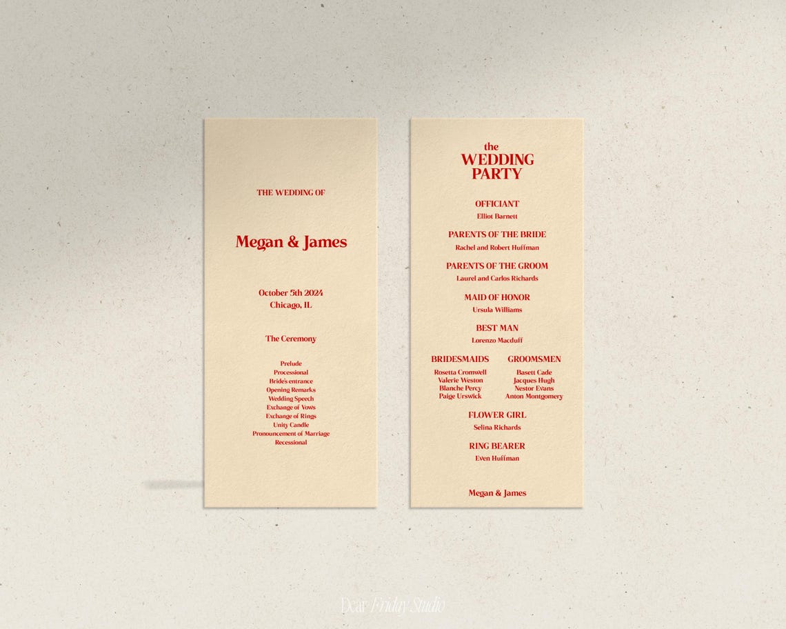 Retro Wedding Program Wedding Template, Bright Colorful Bold Modern ...