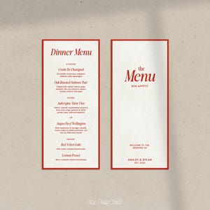 Retro Wedding Menu Template, Vintage Modern Colorful Bright Stationery ...